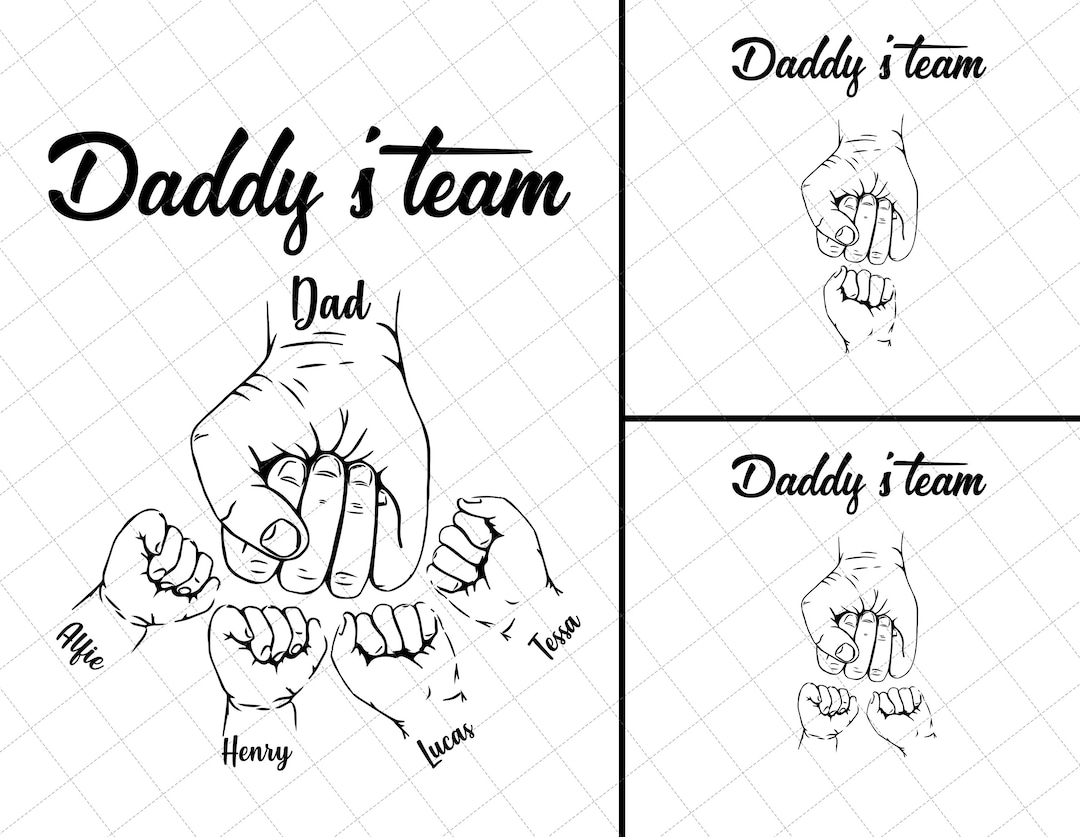 Personalized Daddy’s Team Svg, Fathers and A Child Hands SVG, Baby ...