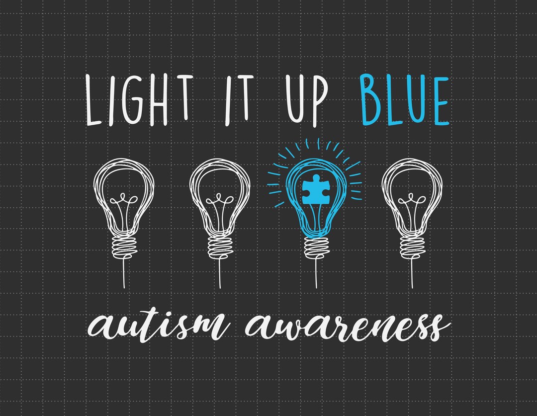 Light It up Blue for Autism Svg, Autism Light Bulb Svg, Puzzle Piece ...