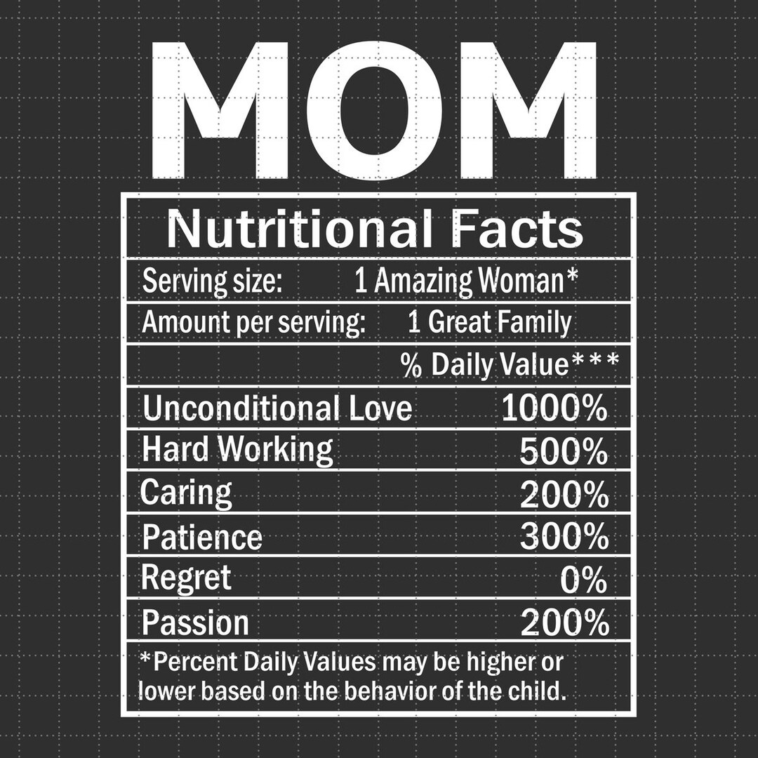 Nutritional Facts Mom Svg, Nutrition Fact Svg, Mom Life Svg, Mommy and ...