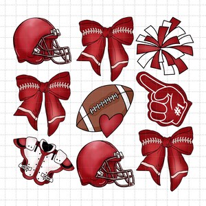 Colorful Football Design Png, Cheer Football Coquette Bows Png, Retro ...