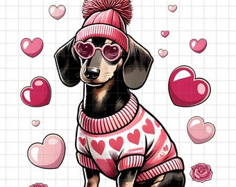 Valentine Dachshund Dog, Sausage Dog Png, Valentine's Day Dog Mom Png ...