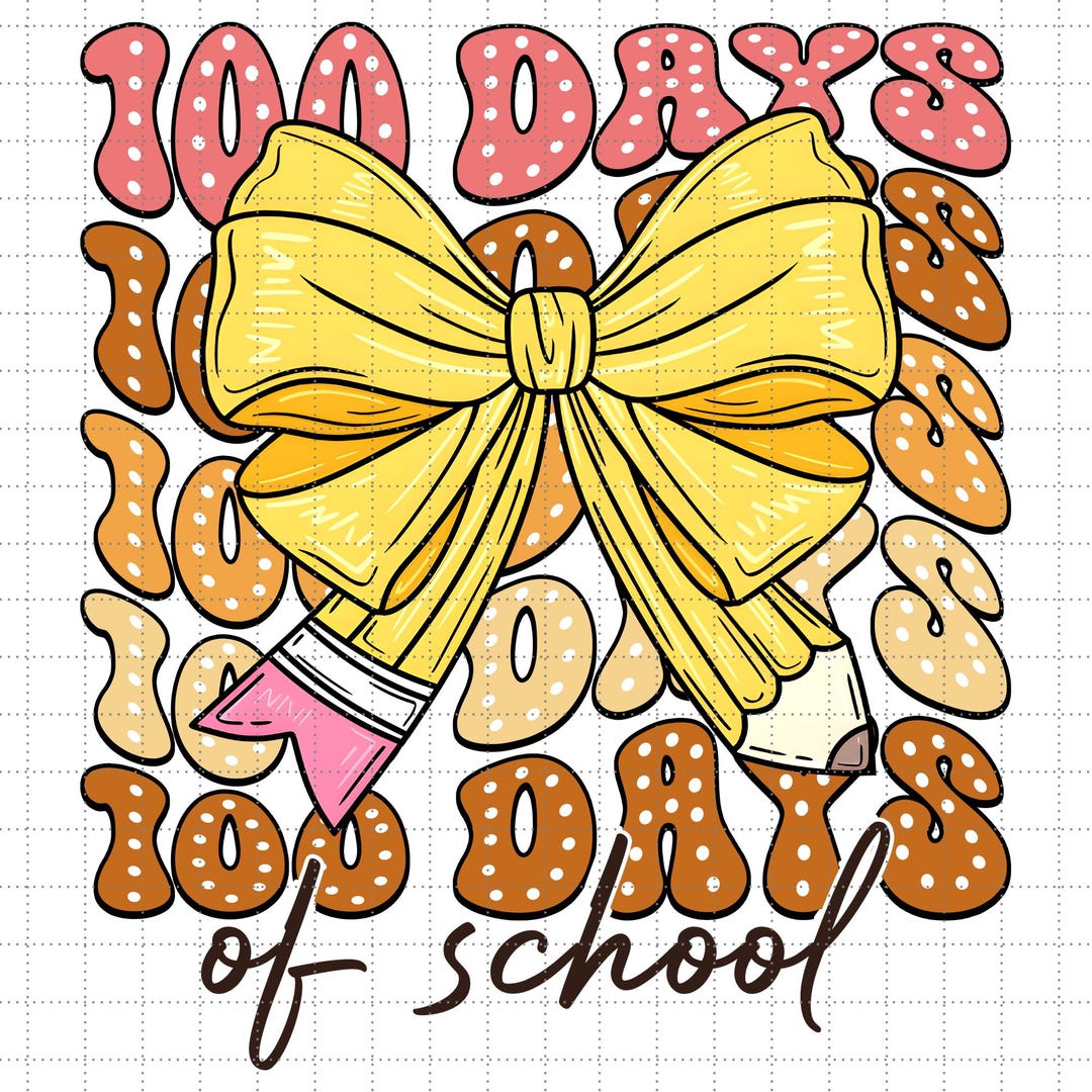 Coquette Bow 100 Days of School Pencil PNG, 100 Days of School Png ...
