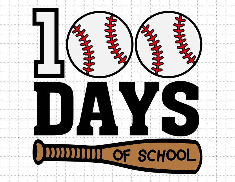 100 Days of School Baseball Svg 100 Day Smater Svg Schooling - Etsy