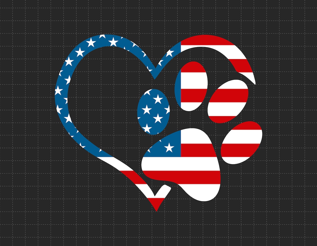 American Flag Patriotic Dog Cat Paw Print 4th of July, American ...
