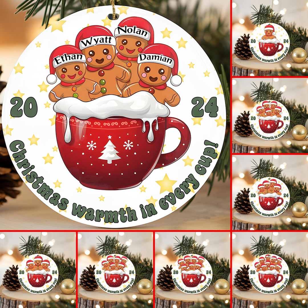 Personalized Family Christmas Ornament Png Bundle, Gingerbread Family ...