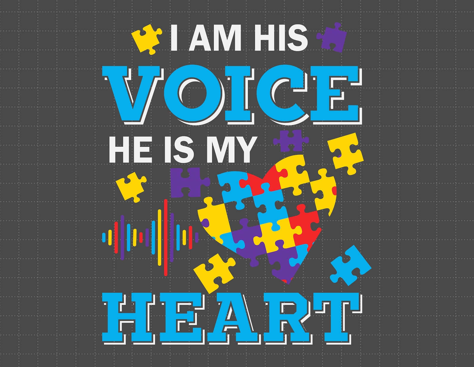 I Am His Voice He is My Heart Svg Puzzle Piece Svg Autism - Etsy
