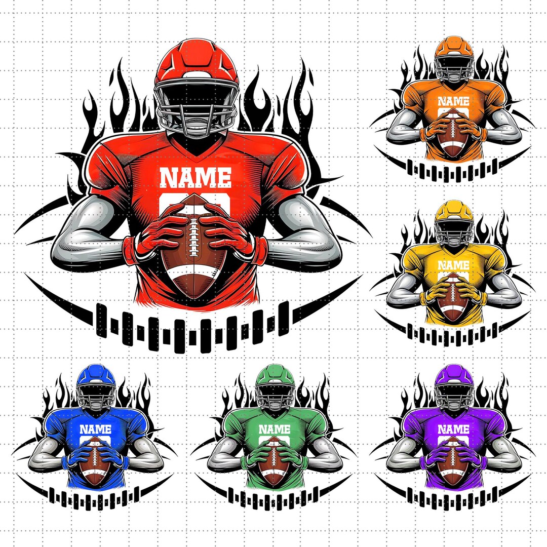 6 Team Custom Football Player Png Bundle, Custom Football Season Png ...