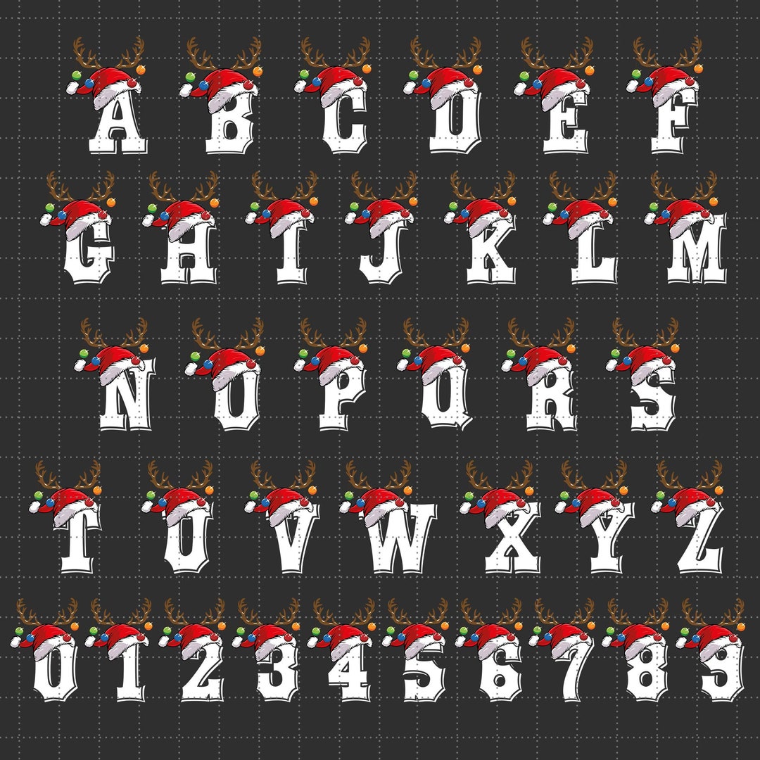 Christmas Alphabet Svg Png, Merry Christmas Svg, Santa Hat Svg, Xmas ...