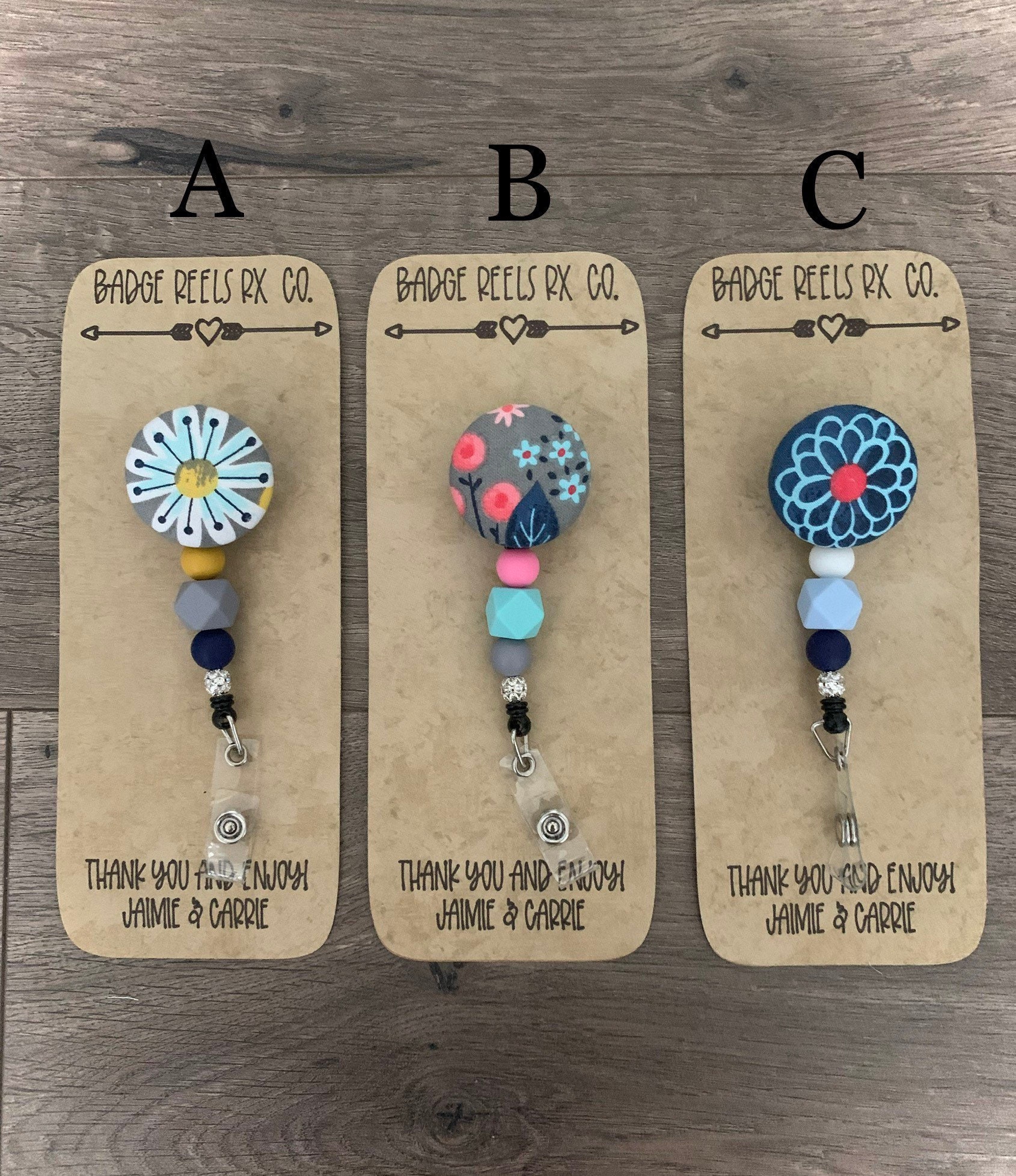 Coral/blue/yellow Floral Badge Reel With Detachable Button - Etsy