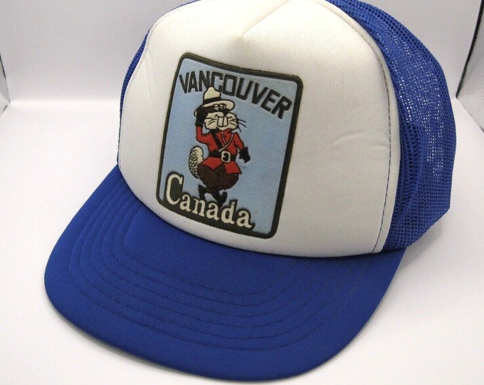 Vintage 80s Snapback Trucker Patch Hat Canadian Mountie Beaver ...