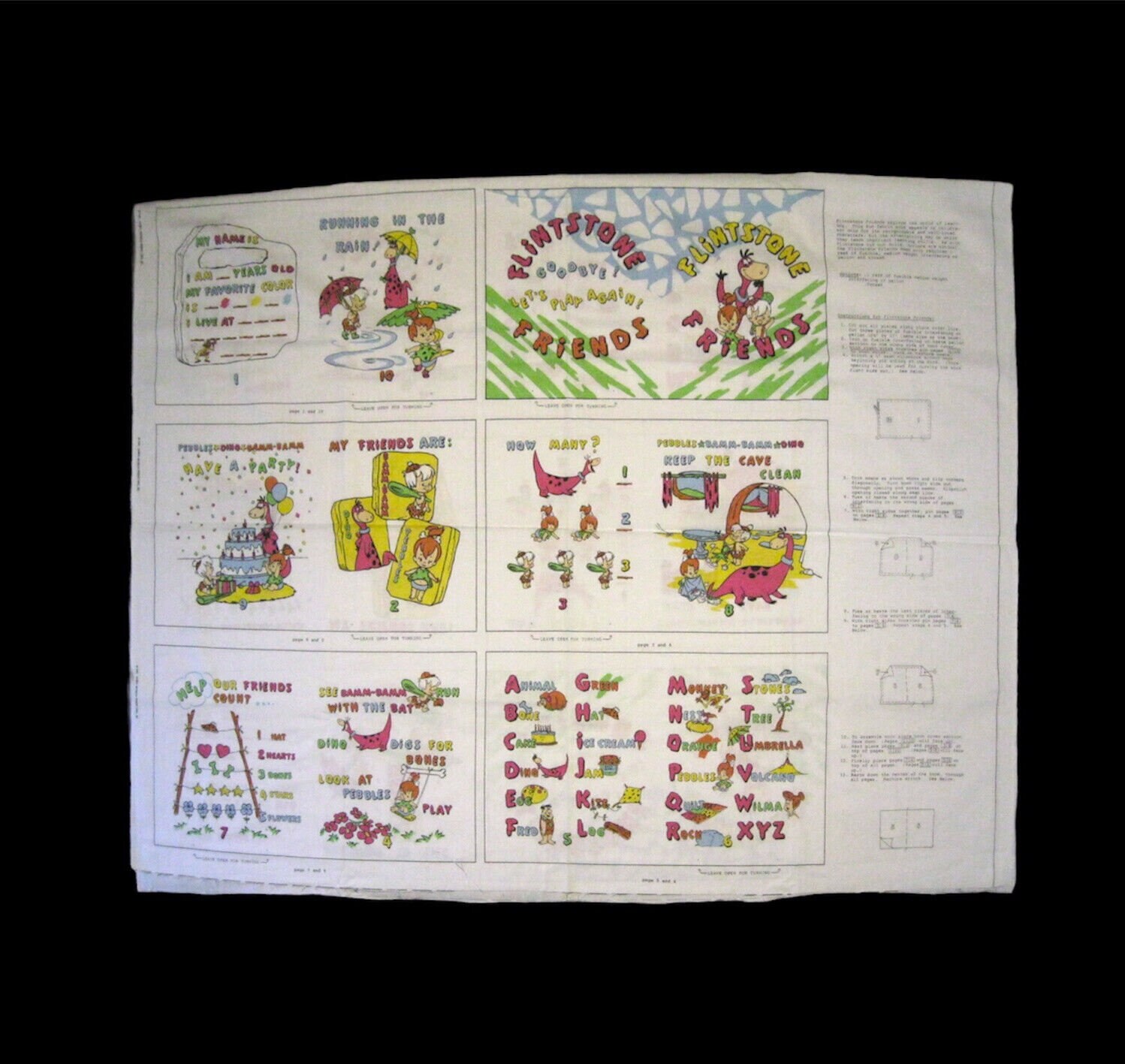 Vtg 1991 Flintstone and Friends Soft Book Fabric Cut & Sew - Etsy