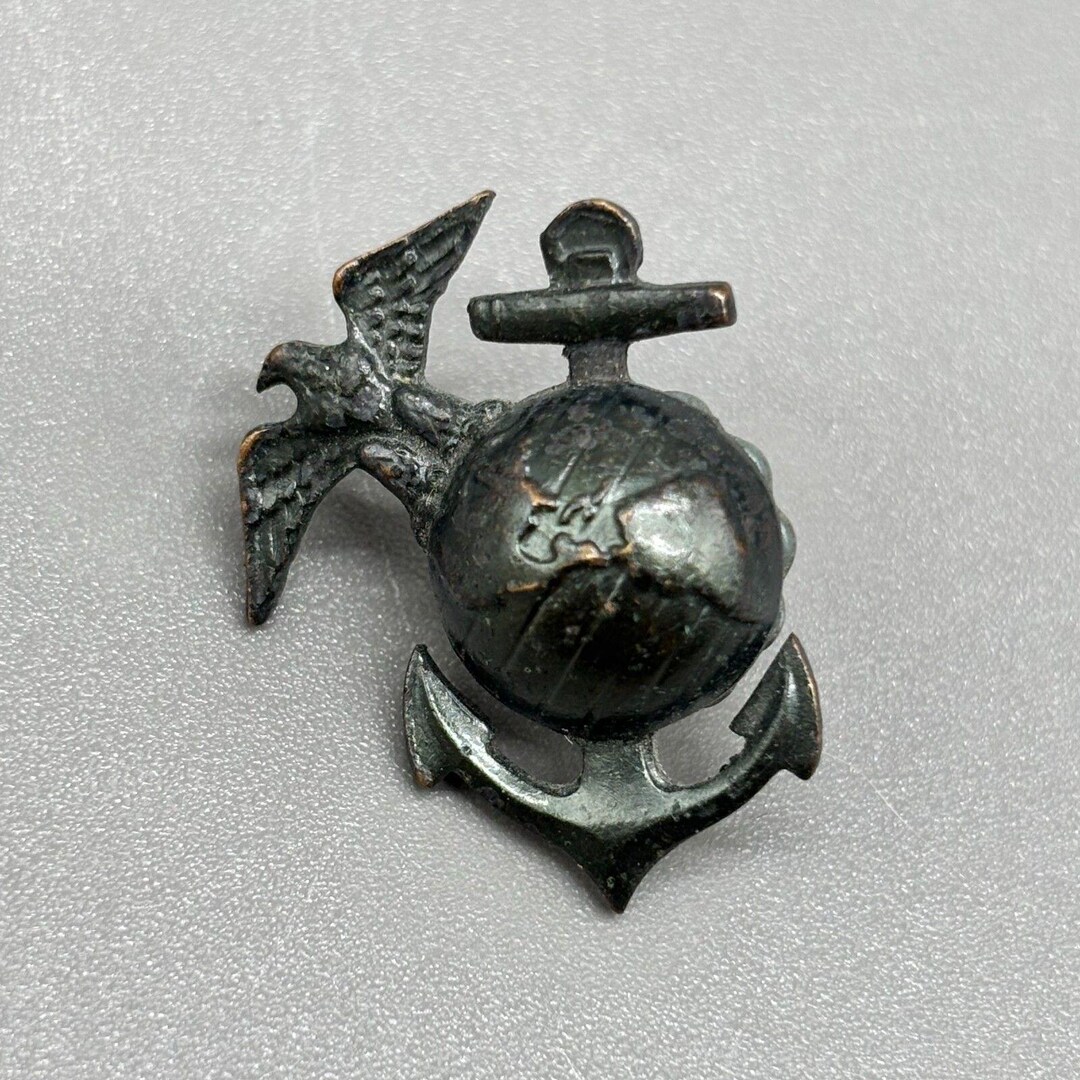 WWI USMC EGA Collar Device Screwback Bronze Marine Corps Insignia ...