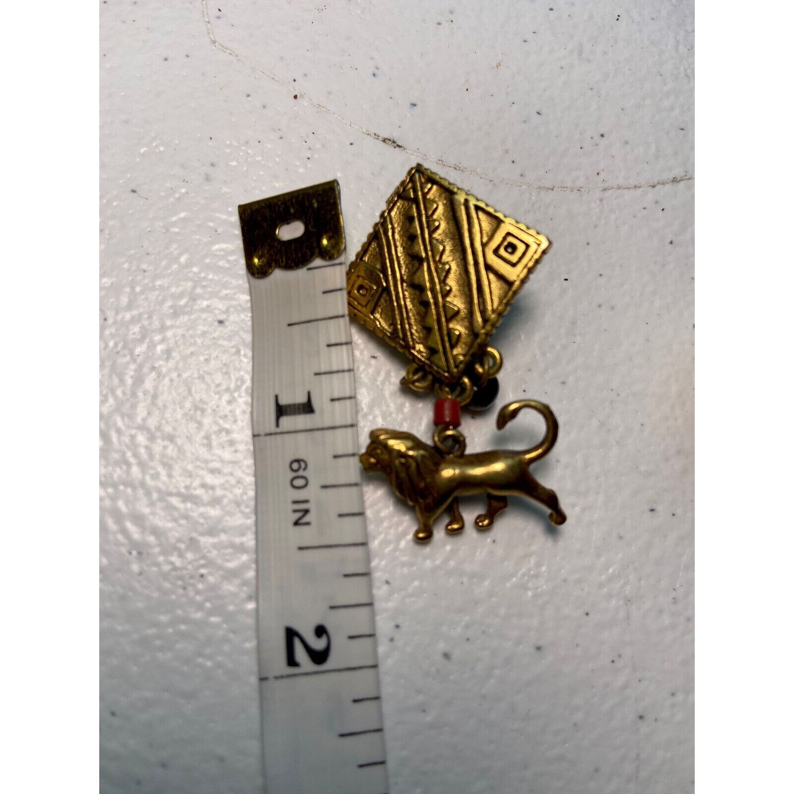 Vintage Disney LION KING Signed Gold Tone Wood Bead Dangle Post ...