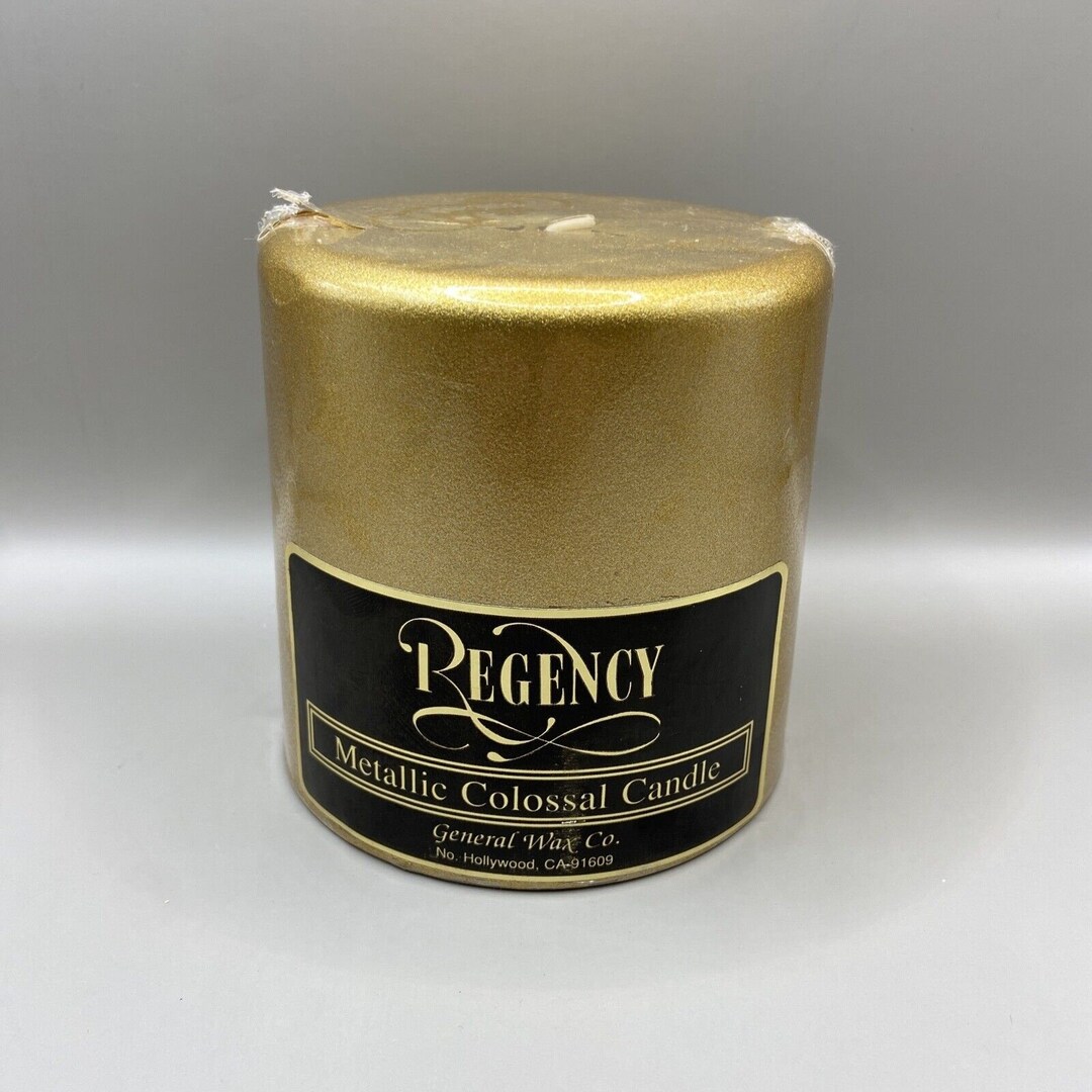 Vintage REGENCY Metallic Colossal Wax Pillar Candle Gold - Etsy