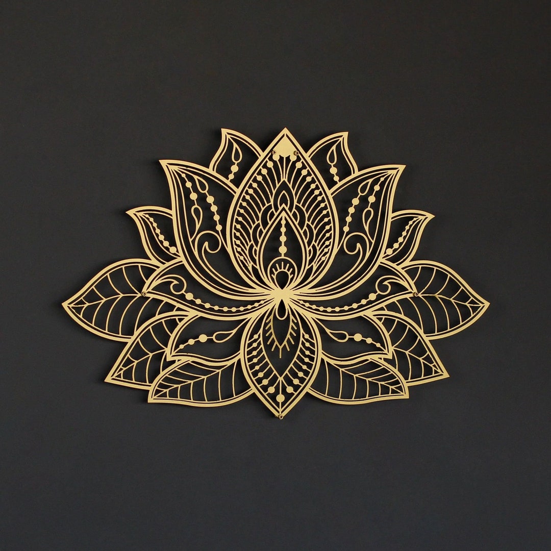 Mandala Lotus Metal Wall Art, Gold Lotus Wall Art, Mandala Wall Art ...