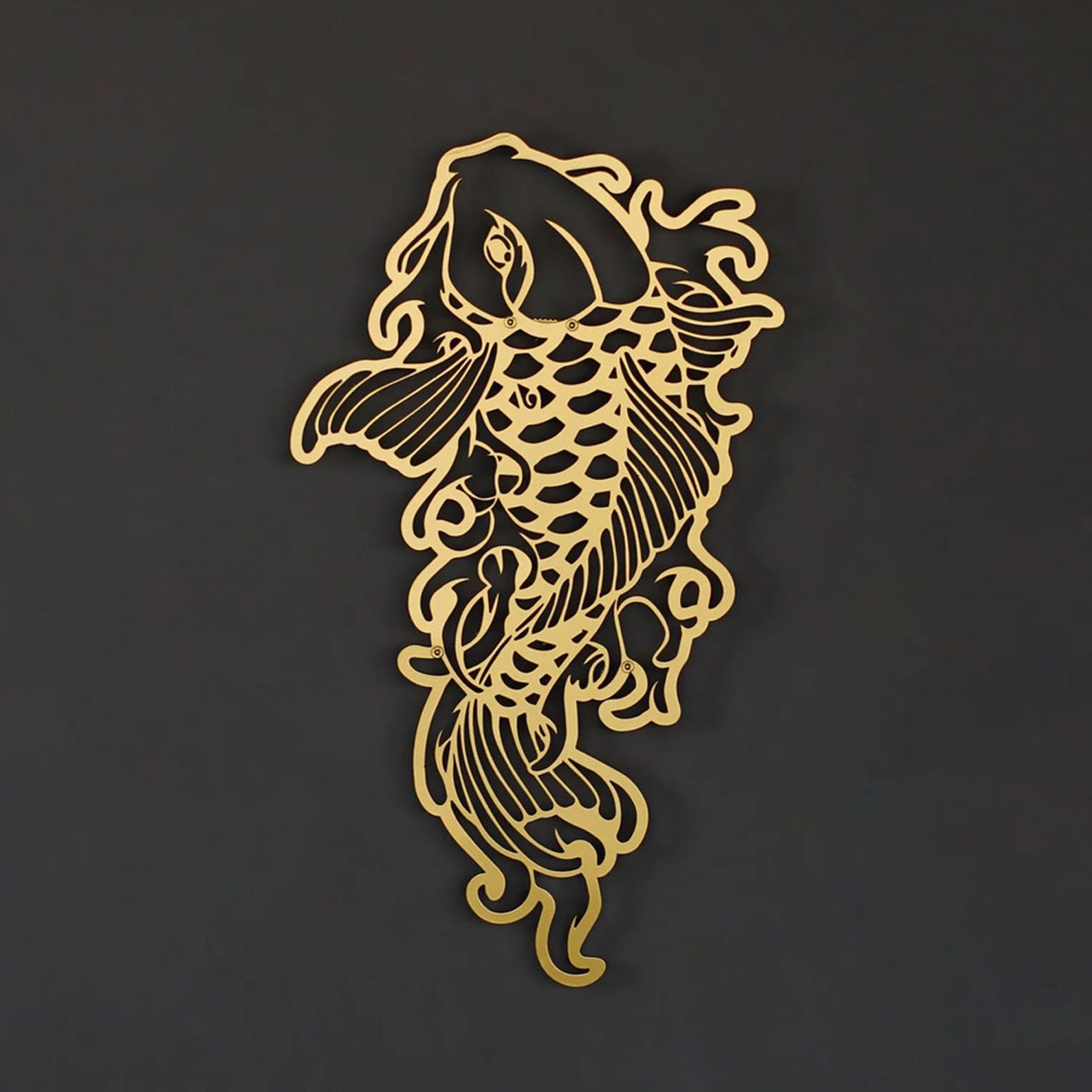 Koi Fish Metal Wall Art Feng Shui Home Decoration Betta Fish Bedroom ...