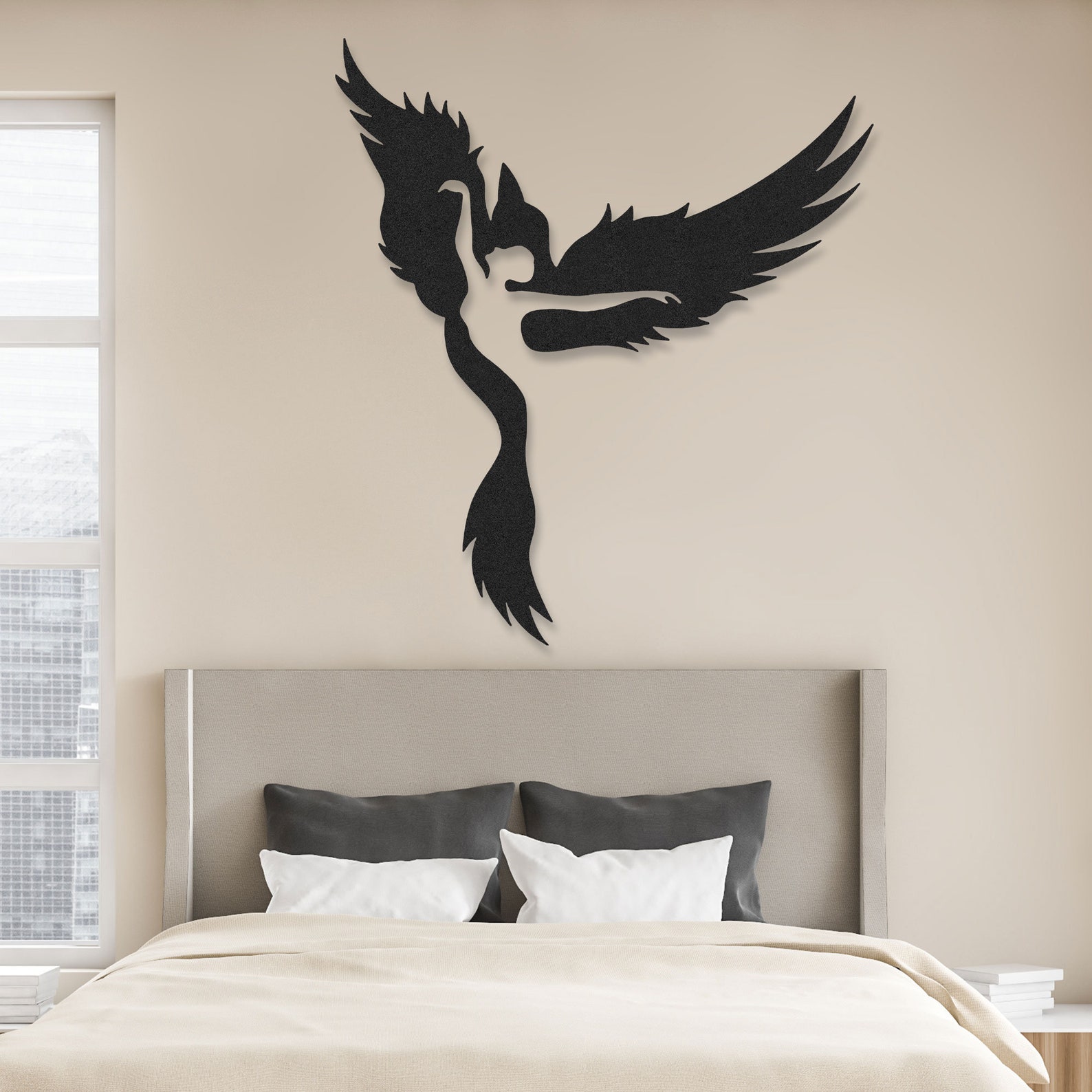 Metal Phoenix Wall Decor, Human Shaped Phoenix Wall Hanging Art ...