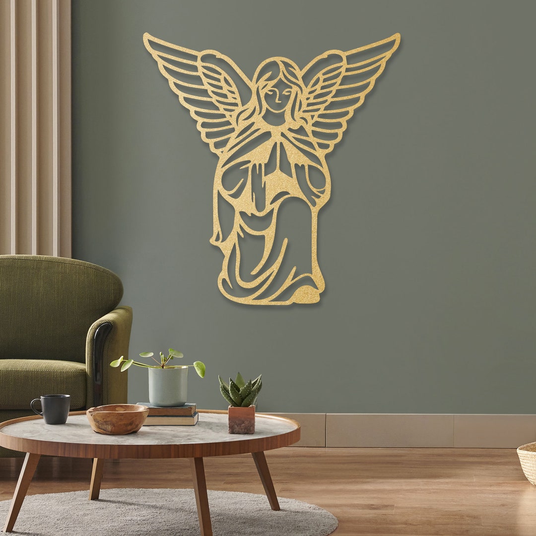 Gold Color Angel Mary Wall Decor, Living Room Wall Decor, Above Bed ...