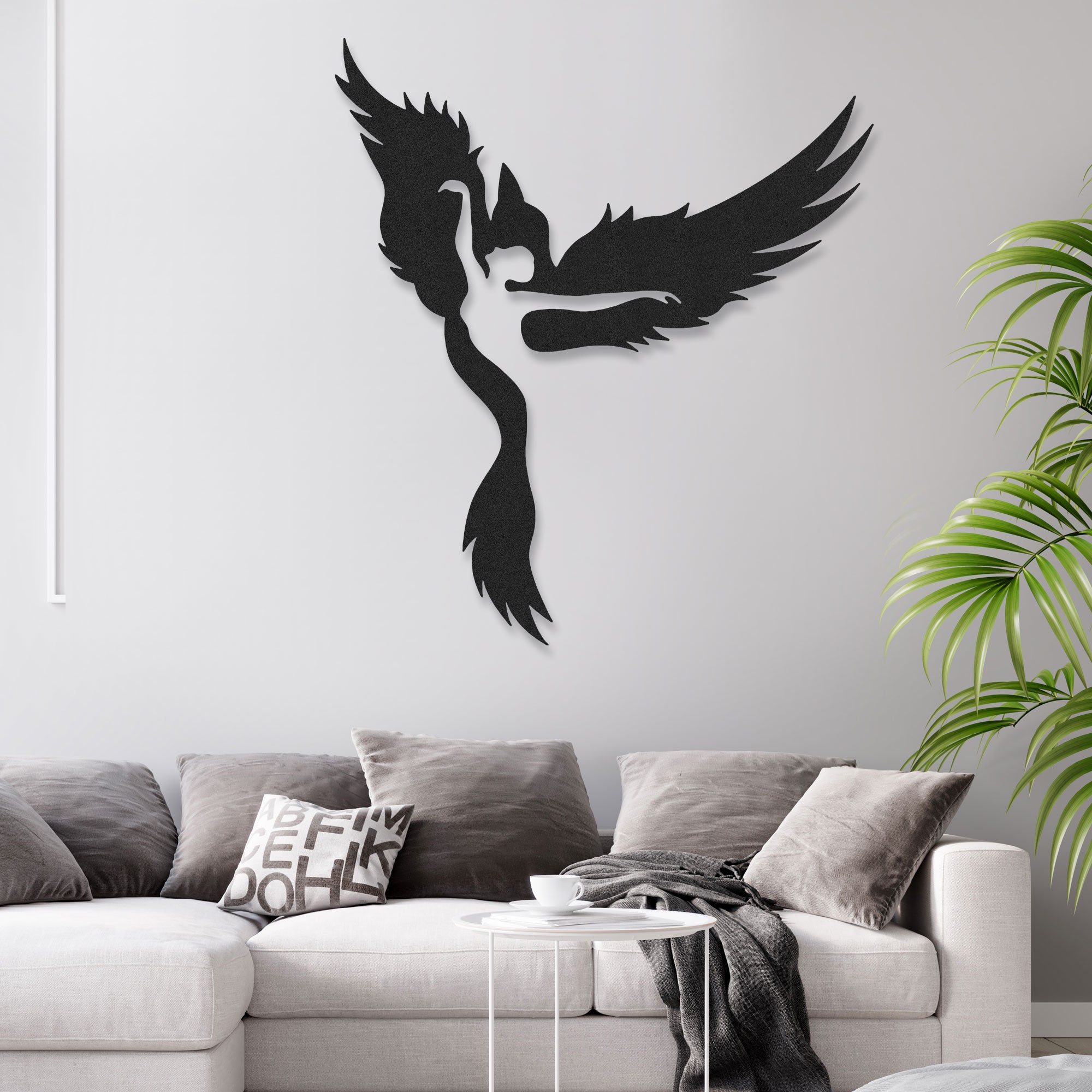 Metal Phoenix Wall Decor, Human Shaped Phoenix Wall Hanging Art ...
