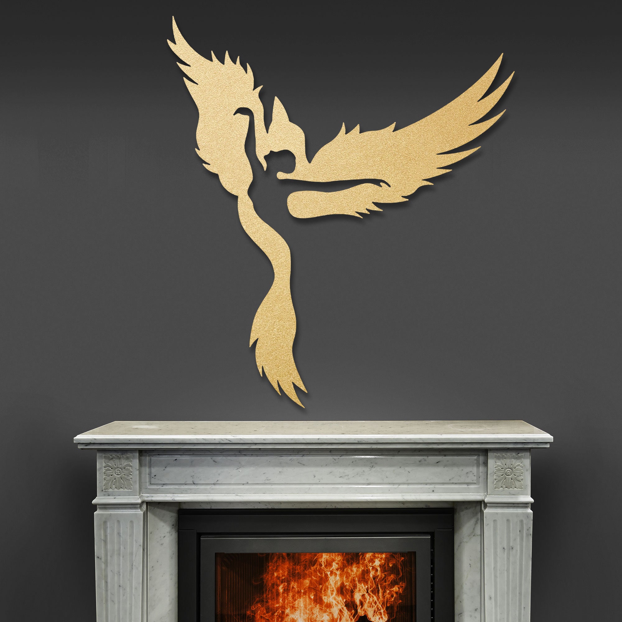 Metal Phoenix Wall Decor, Human Shaped Phoenix Wall Hanging Art ...