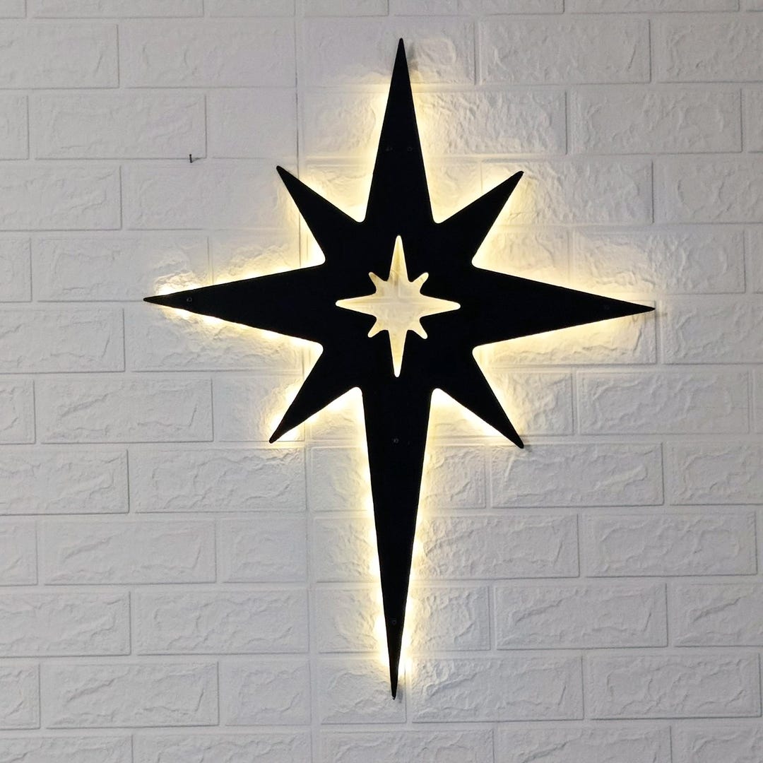 LED Gold Color Bethlehem Star, Metal Wall Art, Star of Bethlehem ...