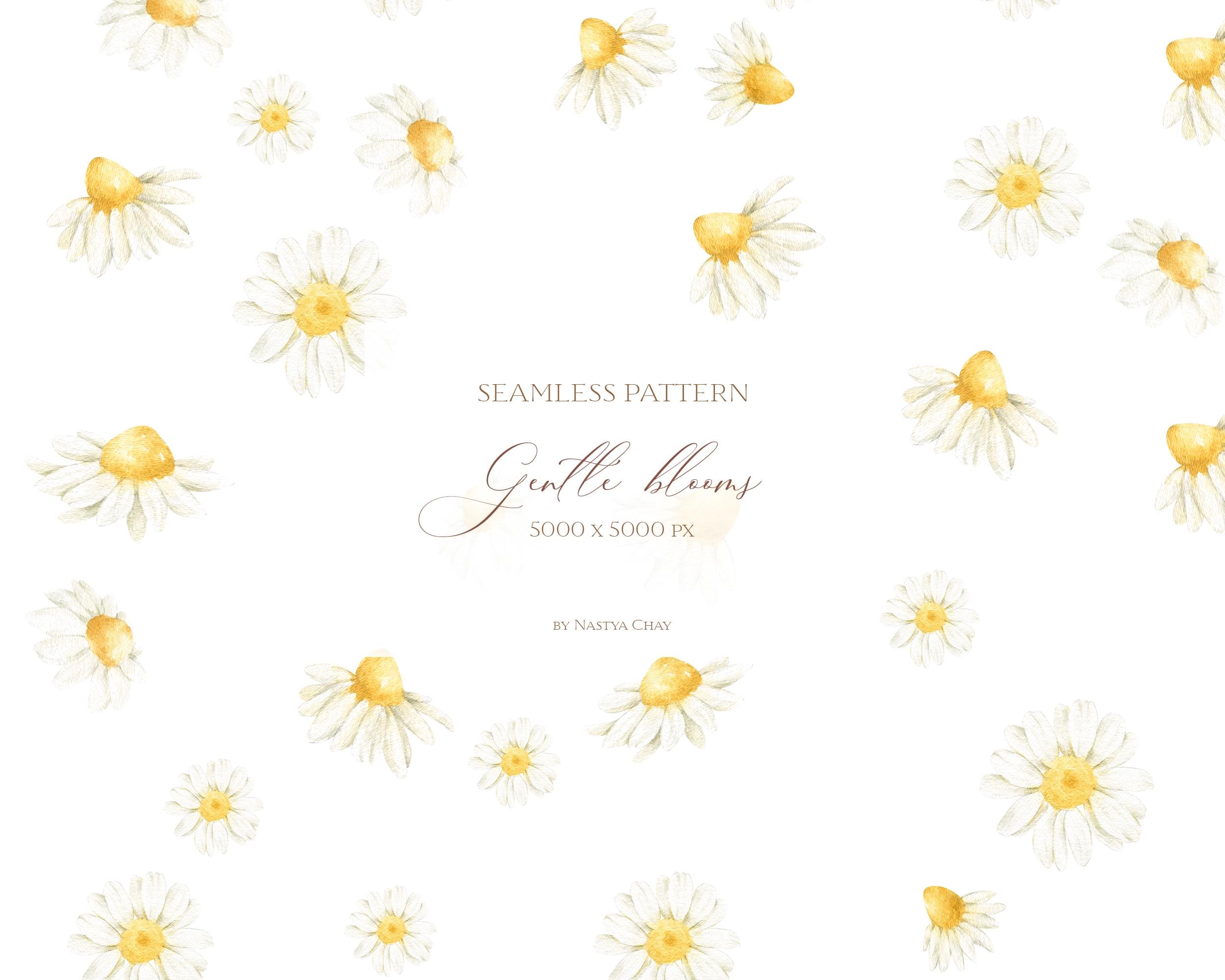 Watercolor Daisy Flower, Daisy Floral Digital Paper, Floral Pattern ...