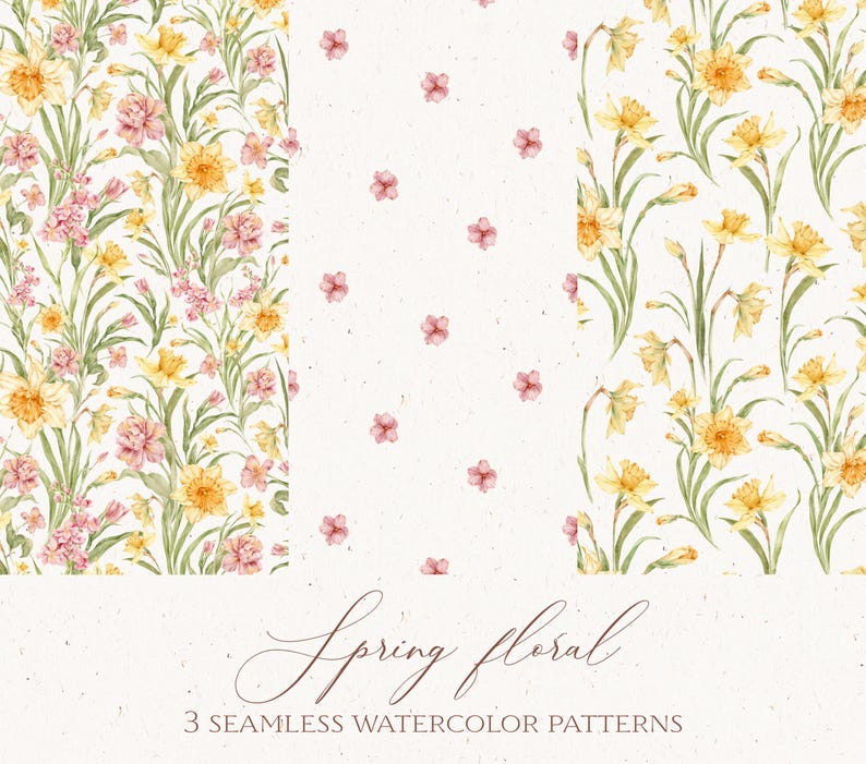 Watercolor Floral Patterns, Spring Flowers PNG, Watercolor Tulips and ...