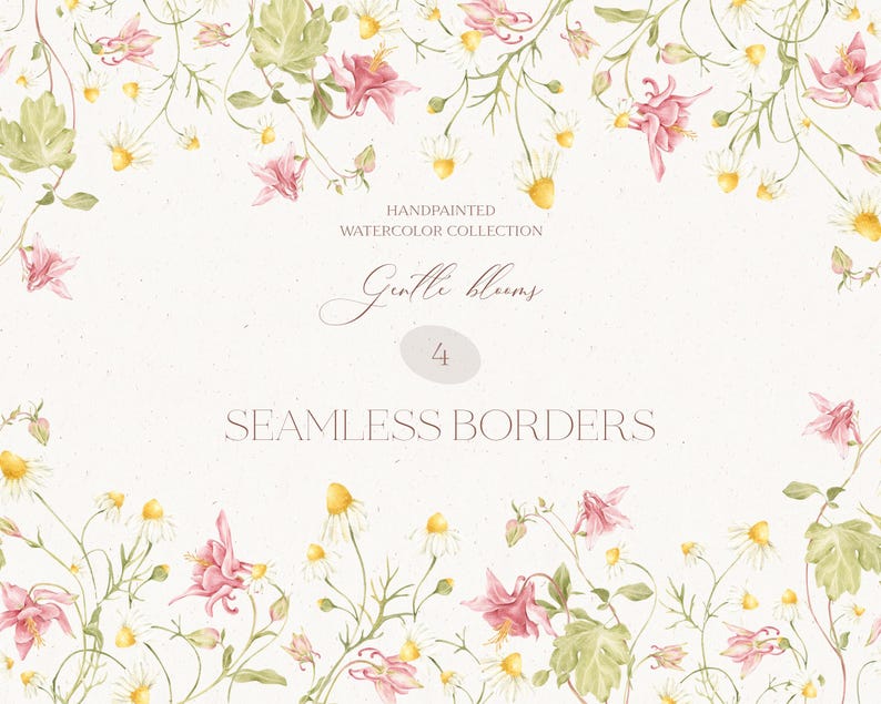 Watercolor Wildflowers Borders Clipart, Seamless Border, Summer Wedding ...