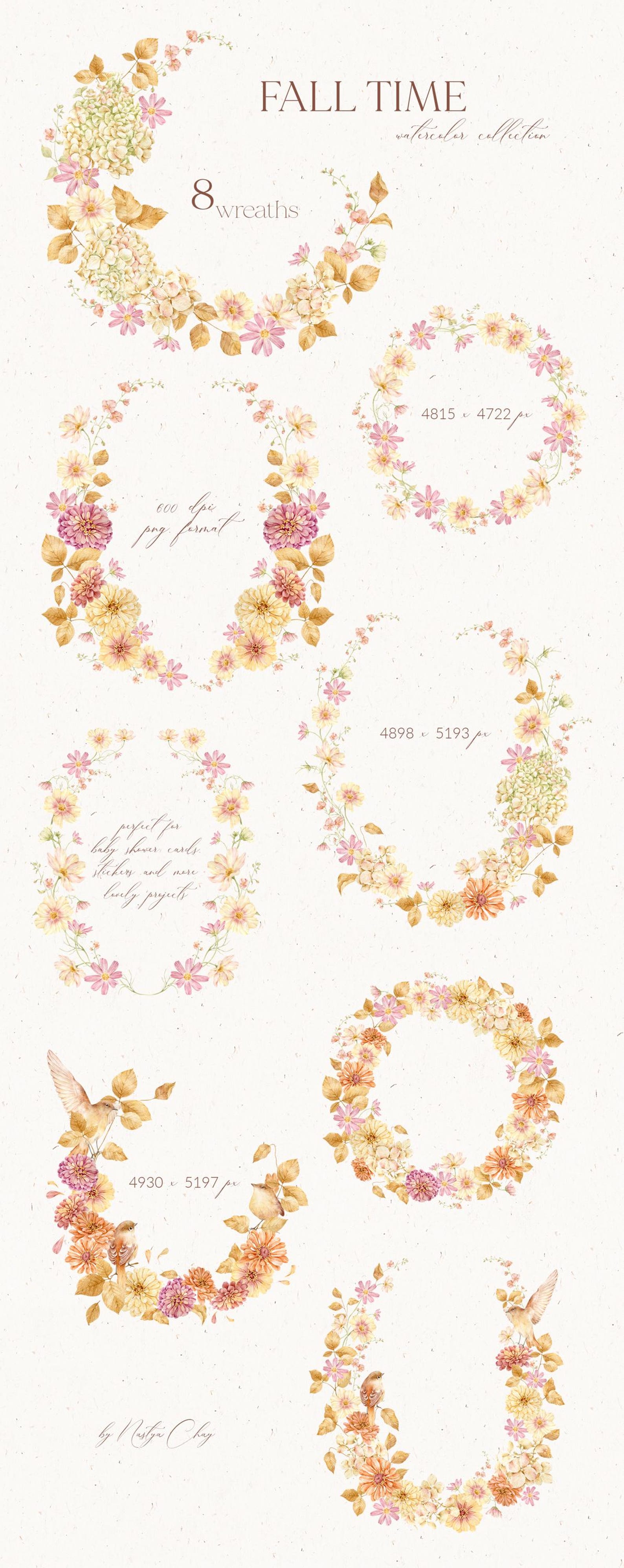 Watercolor Autumn Flowers Clipart, Floral Bouquet Png, Autumn Wreaths ...