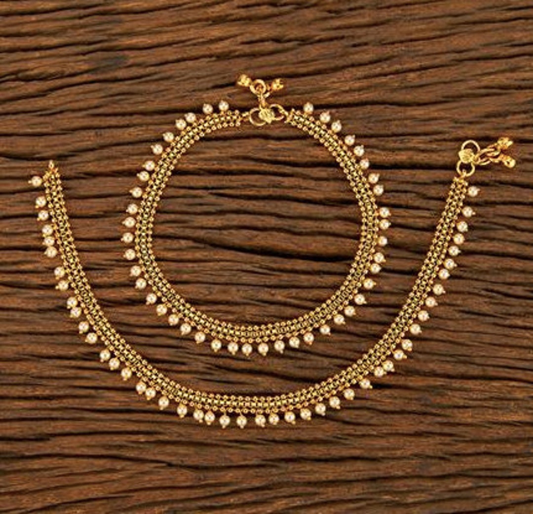 Gold Pearl Anklets/ Payal /indian Bridal Payal /ghungroo - Etsy