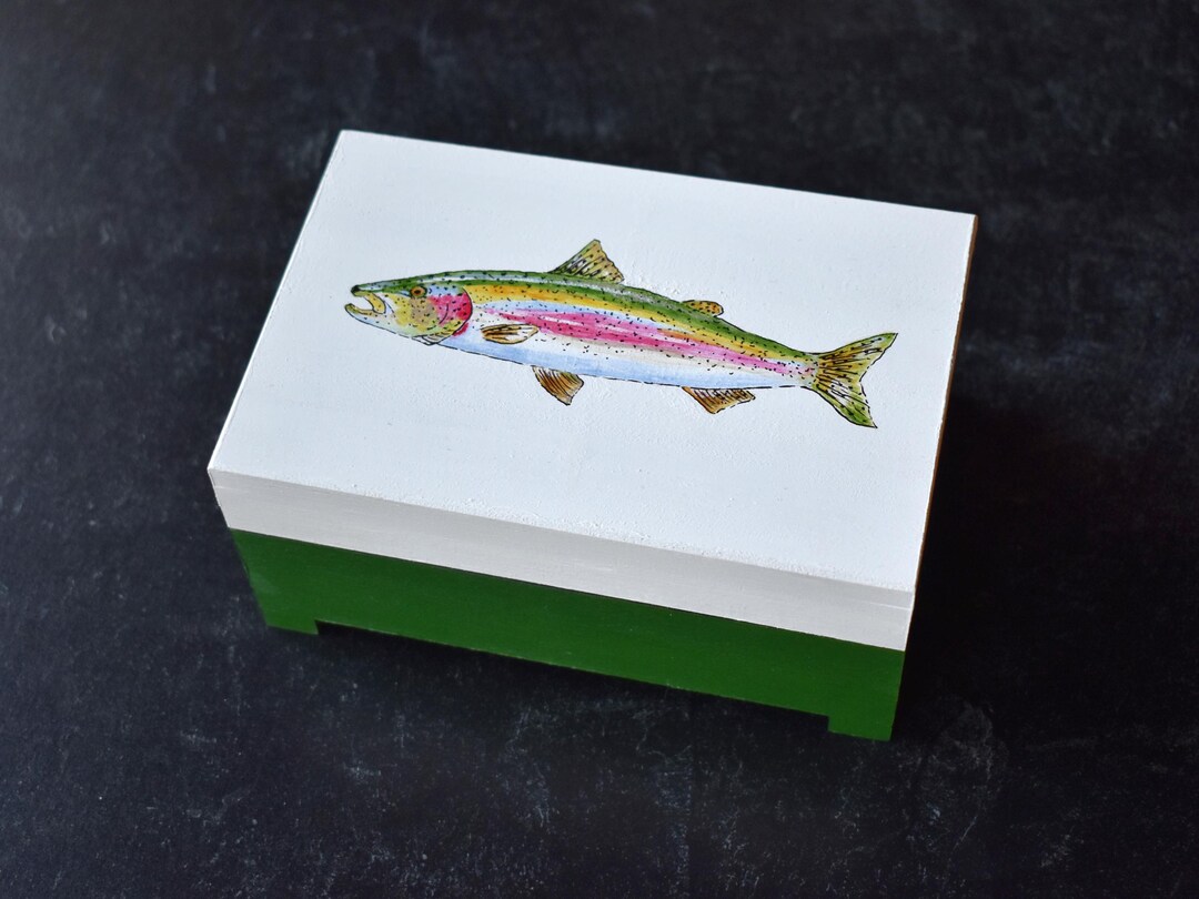 Hand Painted Rainbow Trout Wooden Box - Etsy