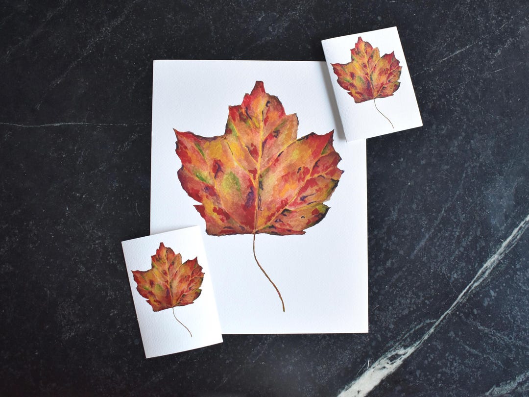 Maple Leaf Watercolor Assorted Prints 4x6 and 11x14 - Etsy