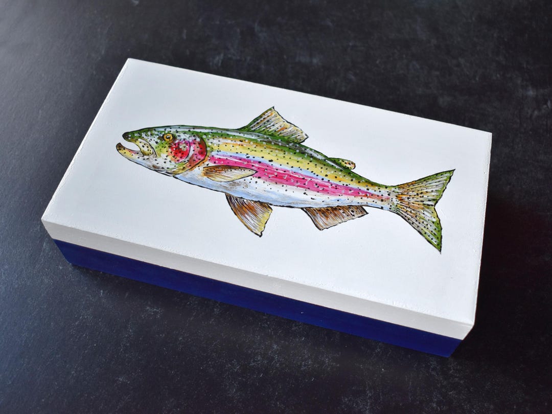 Hand Painted Rainbow Trout Wooden Box - Etsy