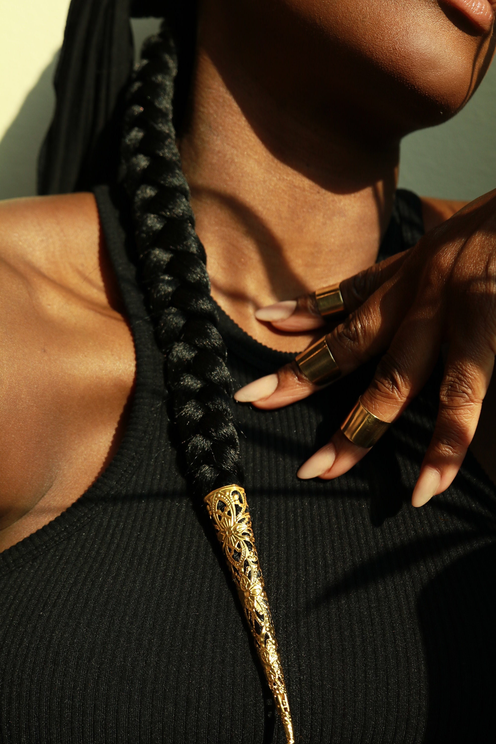 JUMBO Goddess Hair Beads— Gold Braid Locs Wicks Hair Jewelry Accessories