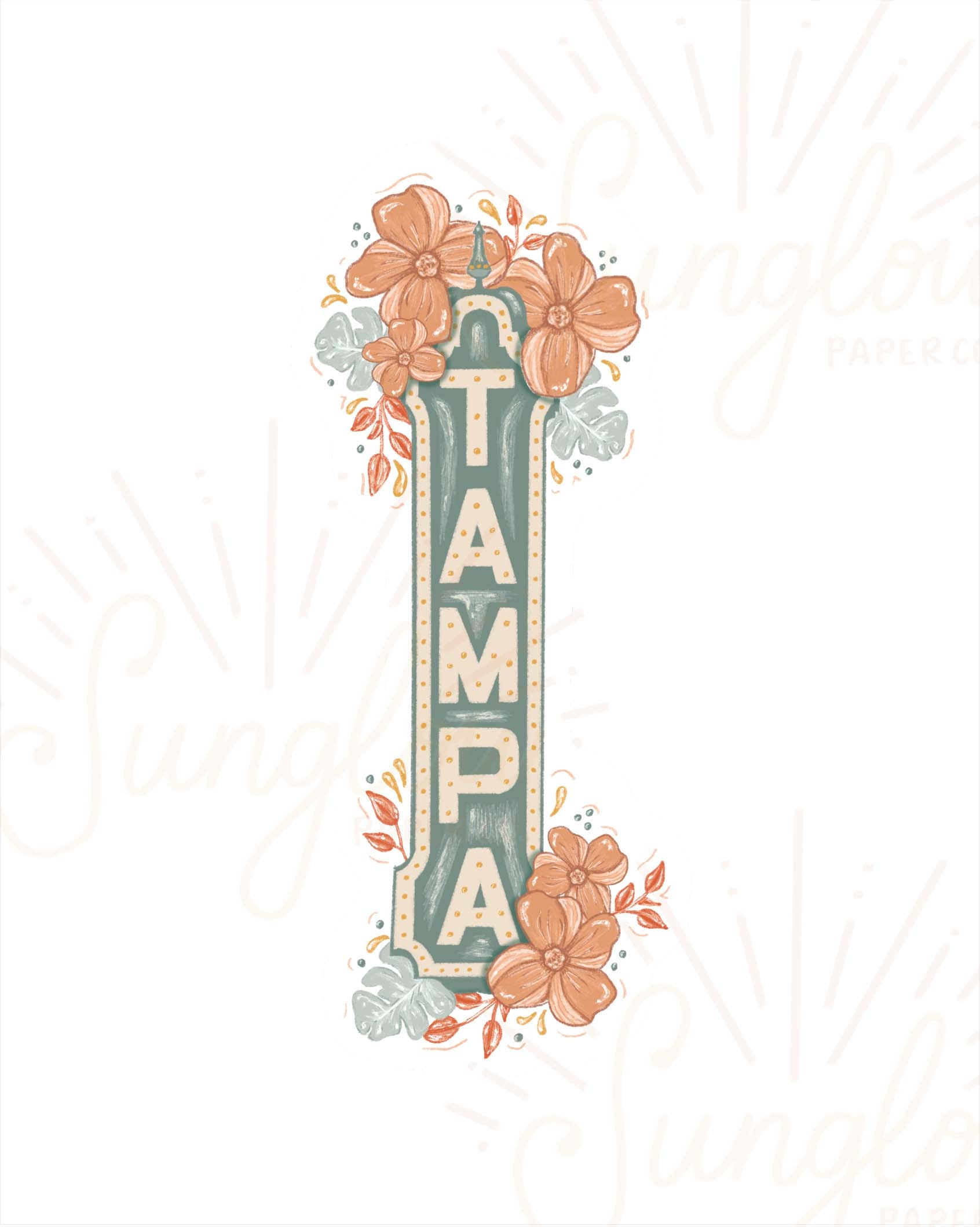 Tampa Illustration, Tampa Sign, Tampa Print, Tampa Illustration Art ...