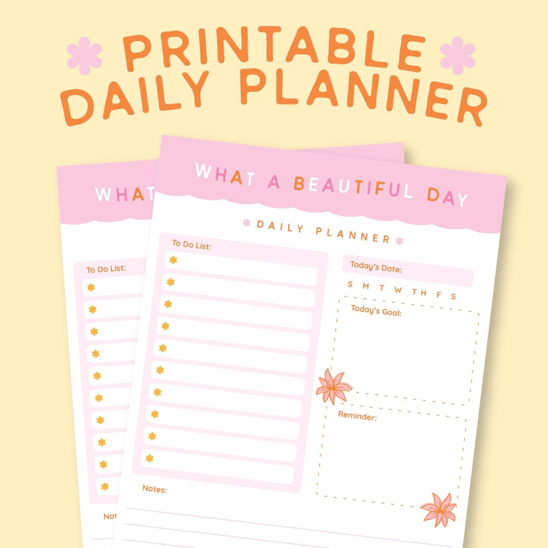 Cute Pink Printable Daily Planner | Instant Download | 8.5" X 11" PDF ...