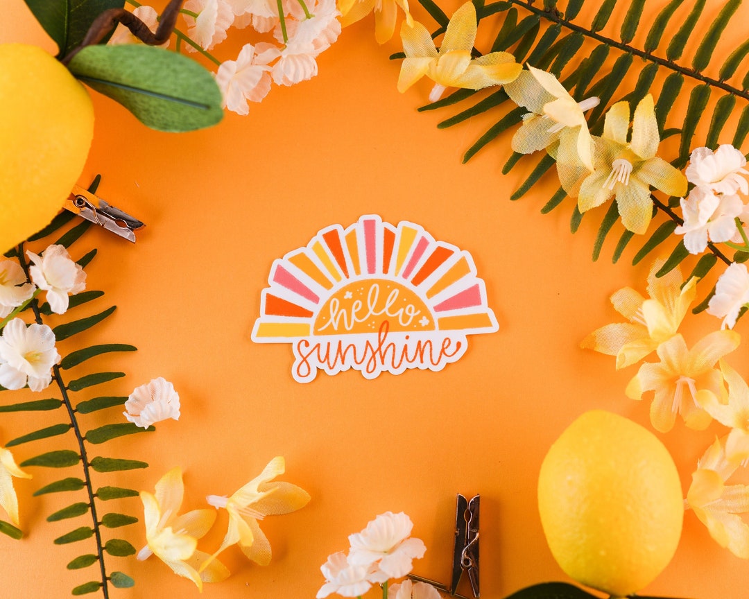 Hello Sunshine Sticker, Sun Sticker, Retro, Affirmation - Etsy