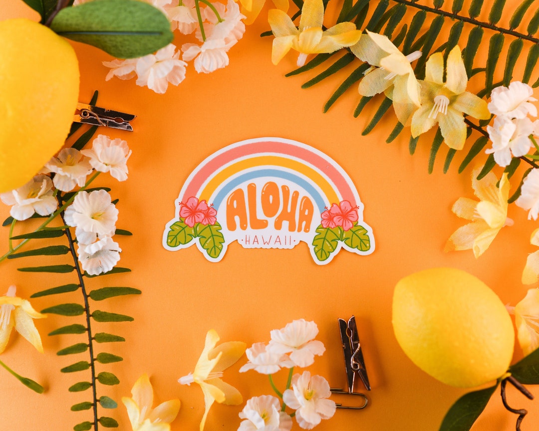 Aloha Sticker, Hawaii Sticker, Rainbow Sticker, Tropical Sticker ...