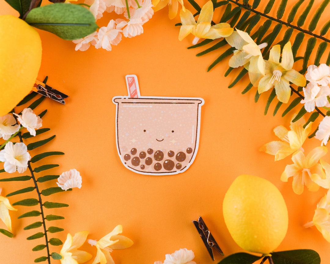 Cute Boba Sticker, Holographic Boba Sticker, Food and Drink Sticker - Etsy