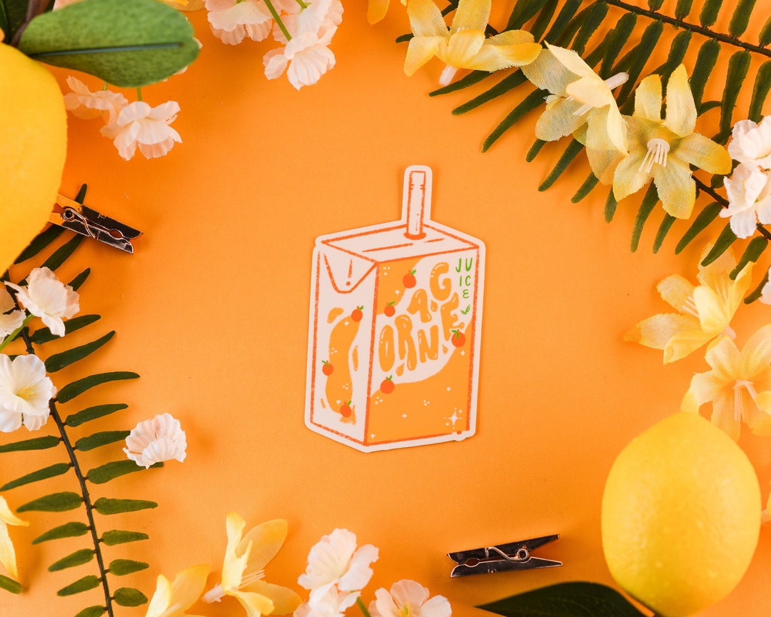 Juice Box Sticker, Orange Juice, Food and Drink Sticker, Drink Sticker ...
