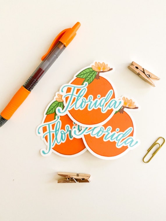 Florida Orange Sticker Florida Citrus Sticker Florida State - Etsy