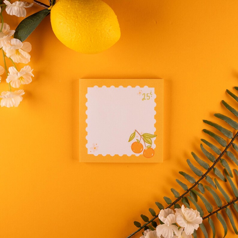 Stamp Sticky Note Pad - Oranges Design - Vintage Sticky Notes for Home ...