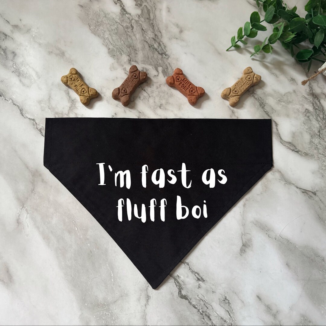 I'm Fast as Fluff Boi-over the Collar Dog Bandana- Funny Dog Bandana ...
