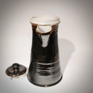 Stoneware,hand-thrown,slender,coffee Pot,glazed,tenmoku Glaze,artisanal ...