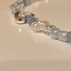 Baby Blue Heart Necklace | Beaded Necklace W/ Pearls | Baby Blue Themed ...