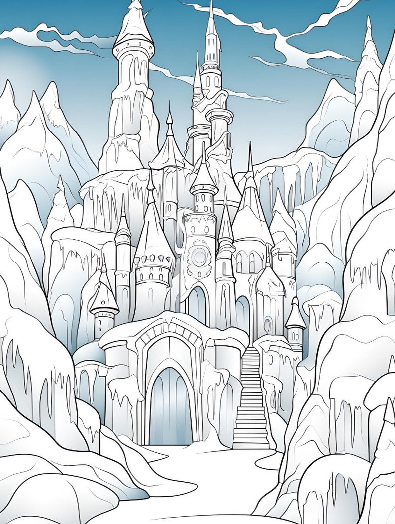 Ice Castle: A Winter Wonderland Coloring Pages| Printable| Digital ...