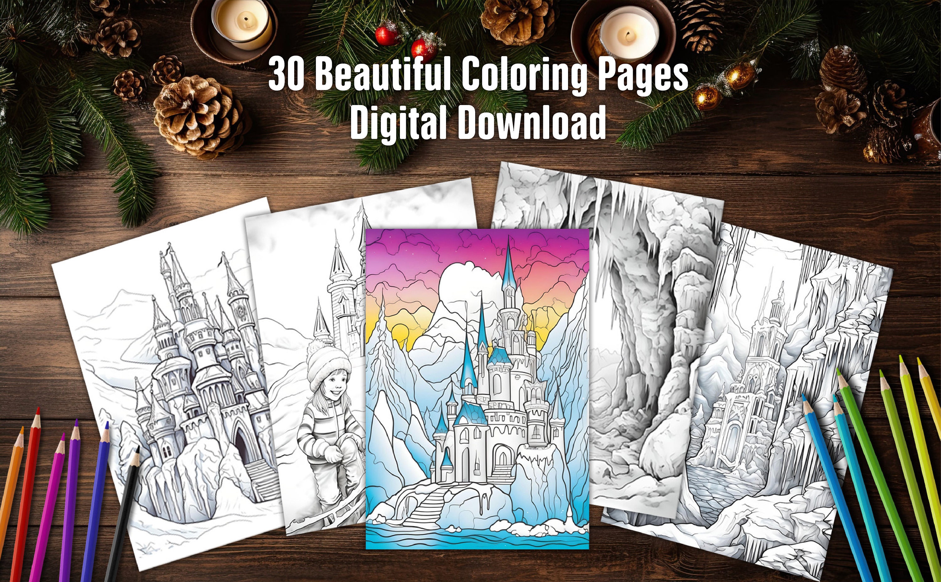 Ice Castle: A Winter Wonderland Coloring Pages Printable Digital ...