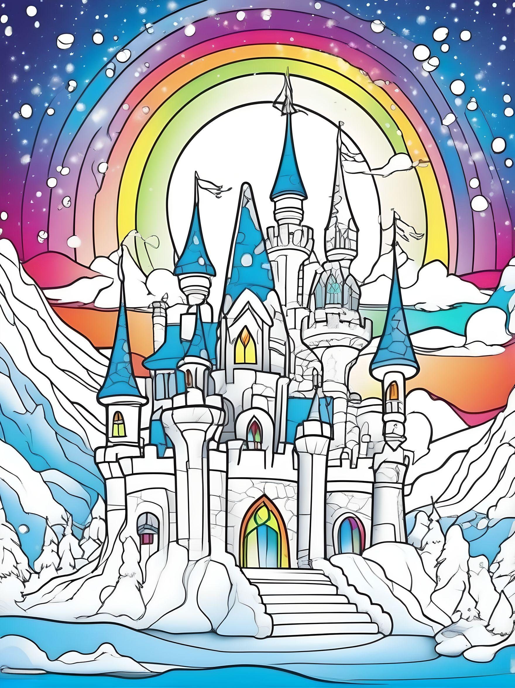 Ice Castle: A Winter Wonderland Coloring Pages Printable Digital ...