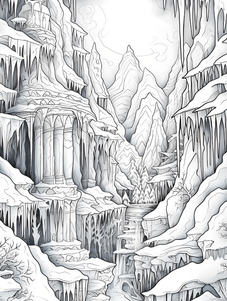 Ice Castle: A Winter Wonderland Coloring Pages| Printable| Digital ...
