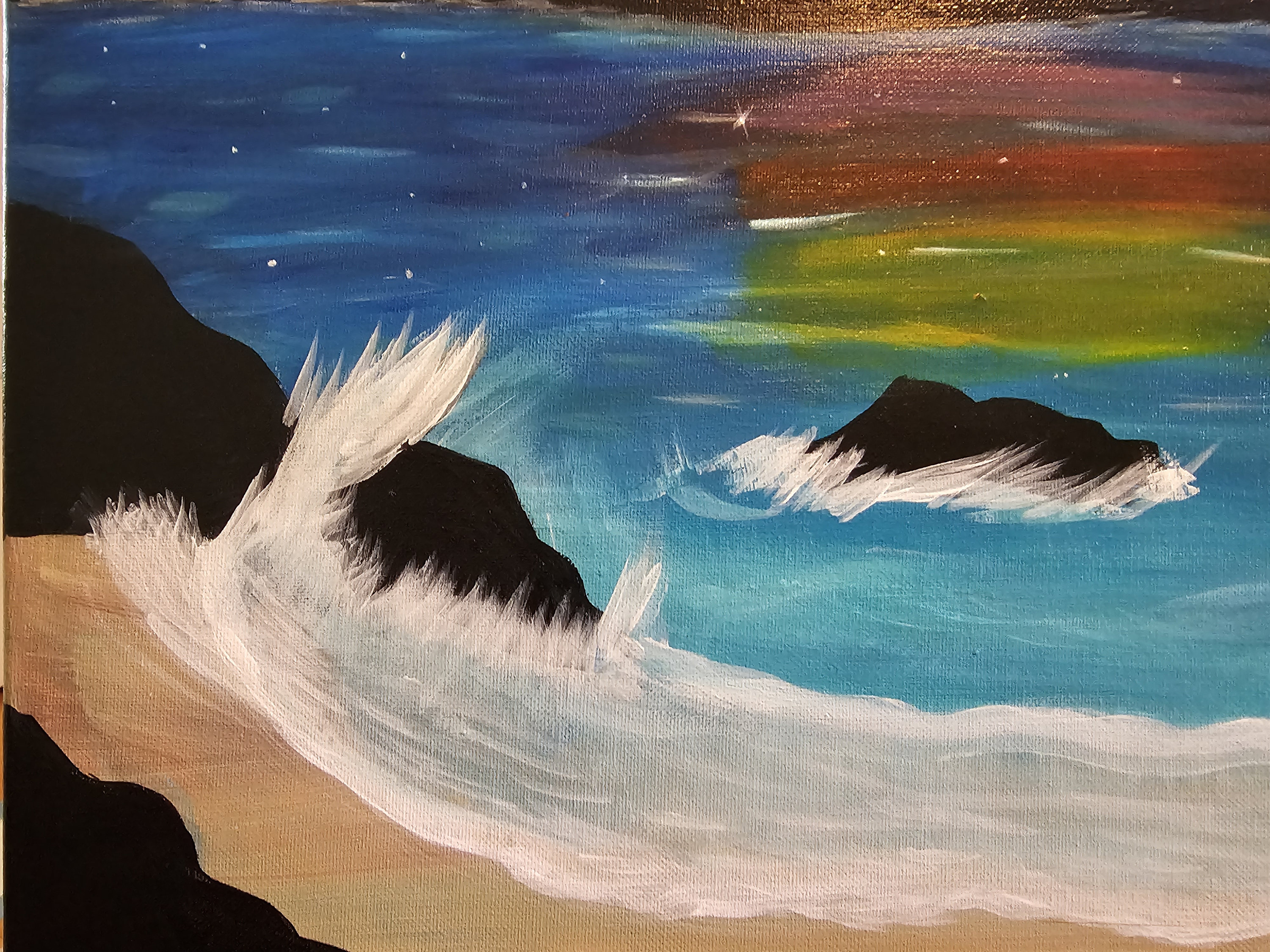 Playa Conchas Chinas Original 18x24 Acrylic Painting on Stretched ...